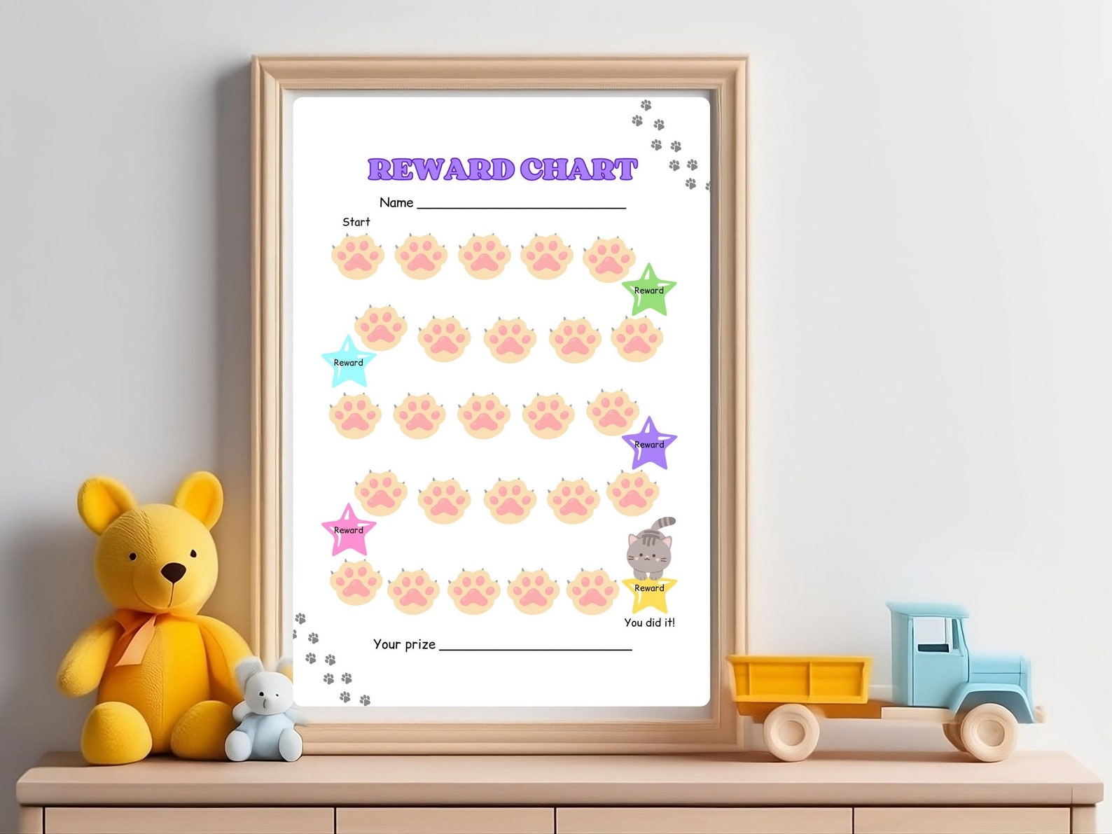 Printable Cat Tracks Reward Chart PDF, Cat Behavior Chart, Daily Chore ...