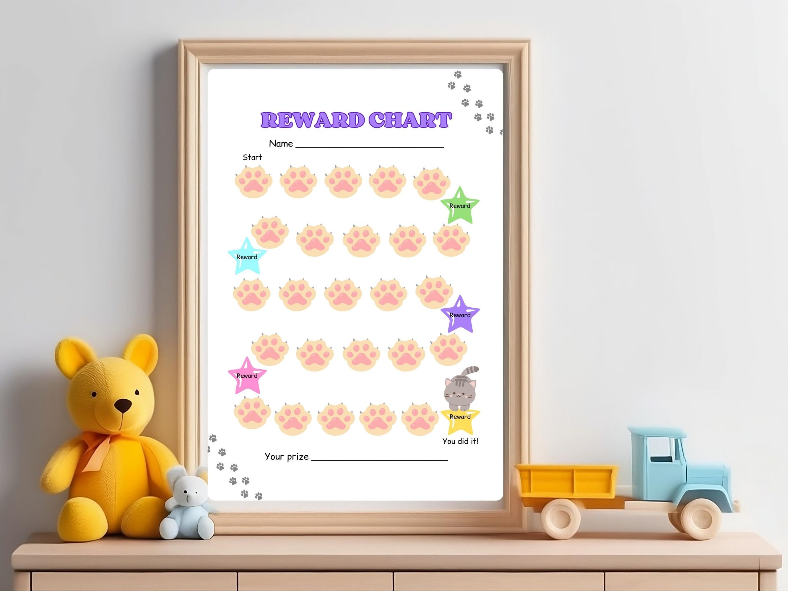Printable Cat Tracks Reward Chart PDF, Cat Behavior Chart, Daily Chore ...