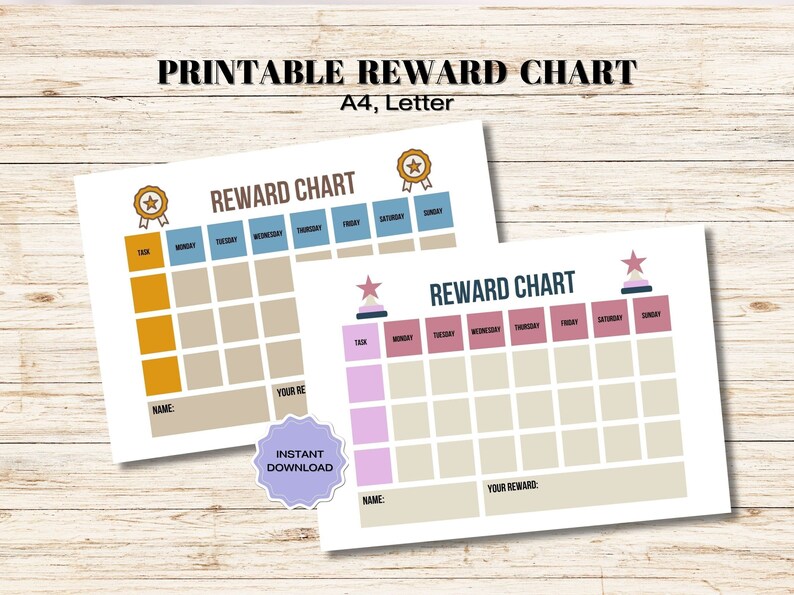 Sticker Chart, Printable Reward Chart for Boy and Girl 2 in 1, Kids ...