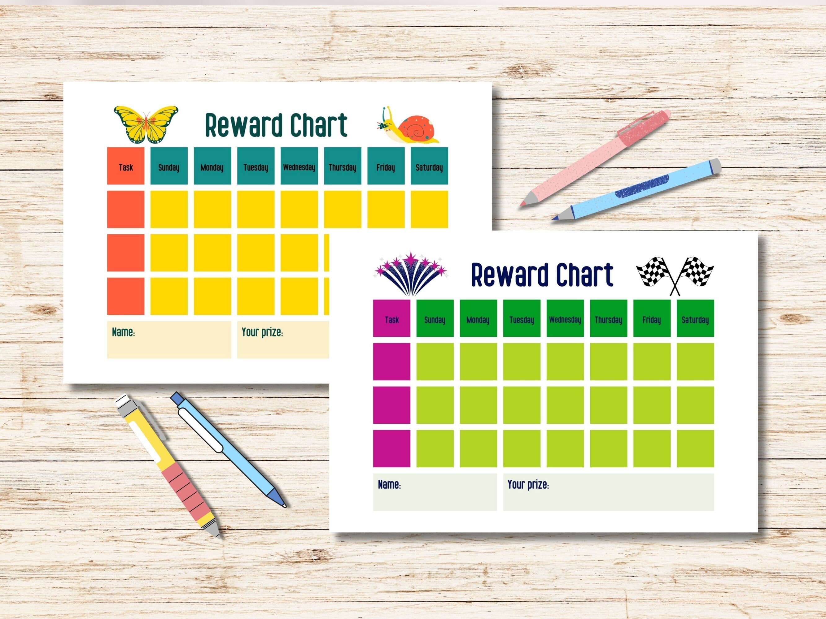 Printable Reward Chart for Boy and Girl 2 in 1, Kids Chore Chart, Kids ...