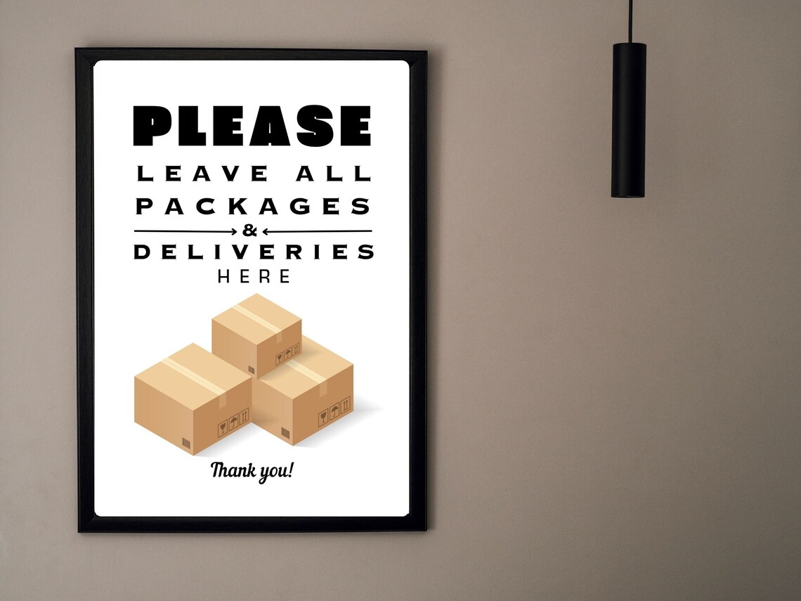 Packages Sign, Leave Deliveries Sign, Please Leave Packages Here ...