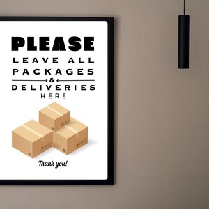 Packages Sign, Leave Deliveries Sign, Please Leave Packages Here ...