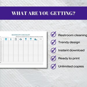 Restroom Checklist With Colorful Icons, Cleaning Log Digital, Printable ...