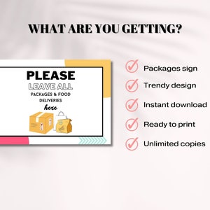 Printable Package Area Sign, Please Leave Packages and Food Deliveries ...