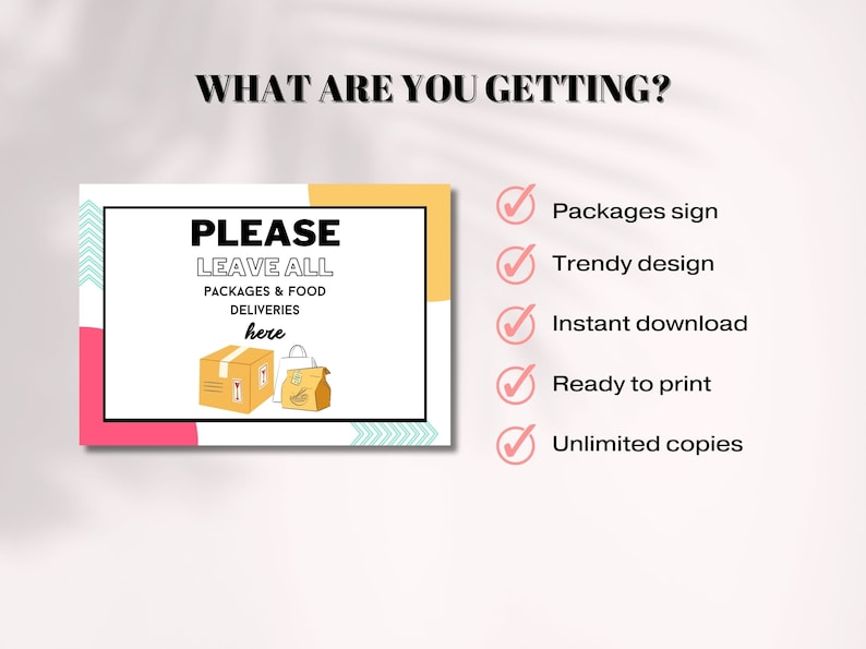 Printable Package Area Sign, Please Leave Packages and Food Deliveries ...
