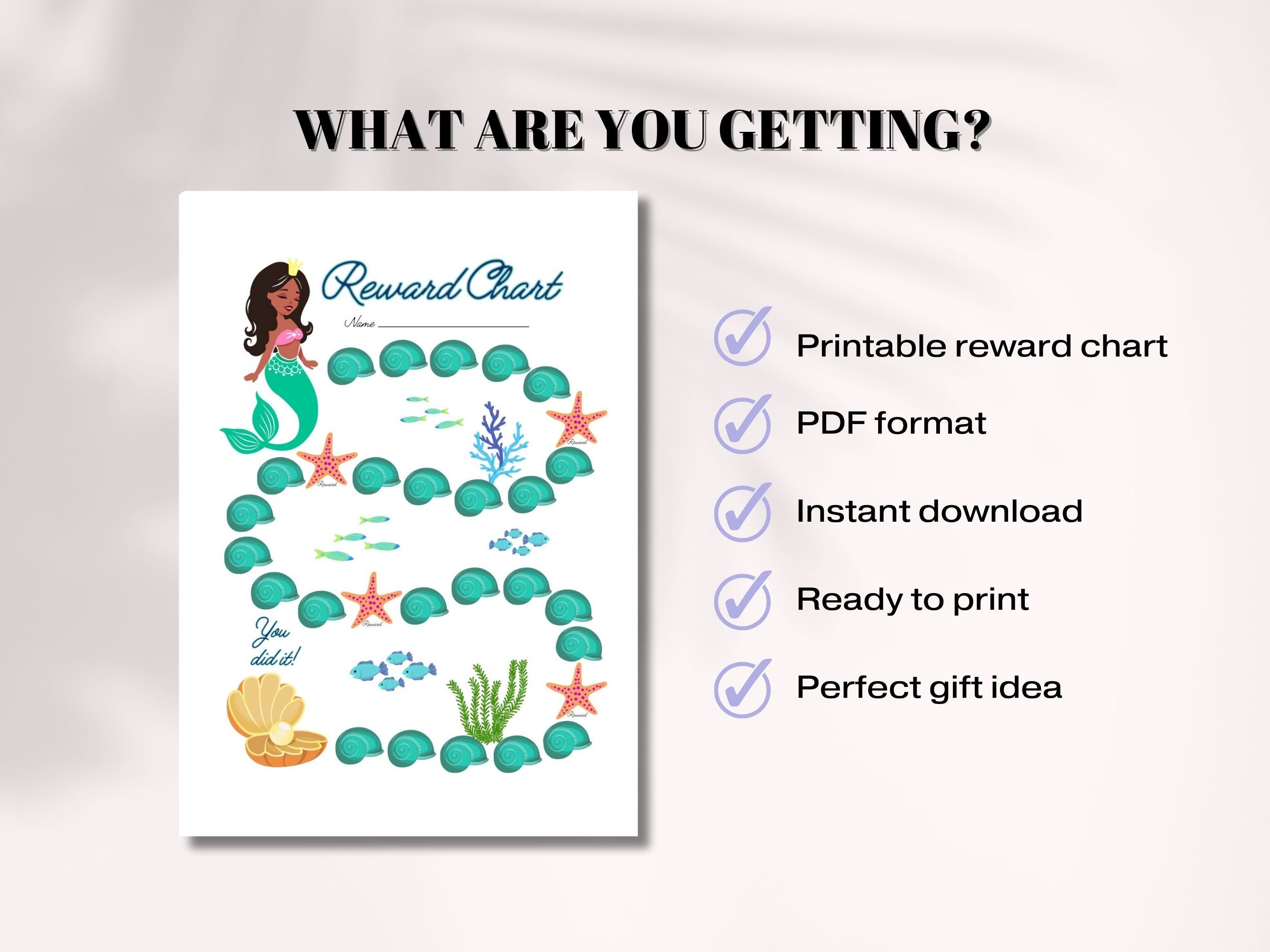 Girls Mermaid Reward Chart, Printable Mermaid Reward Chart, Toddler ...