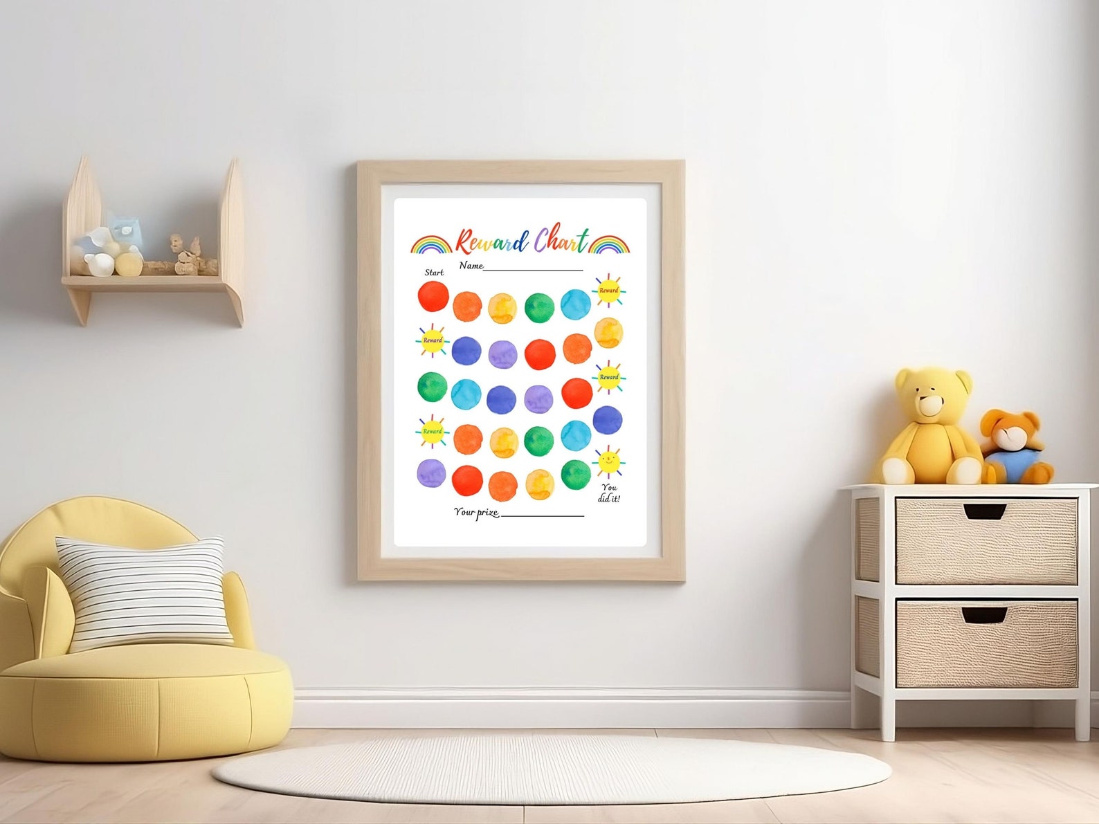 Printable Rainbow Reward Chart, Rainbow Sticker Chart, Instant Download ...
