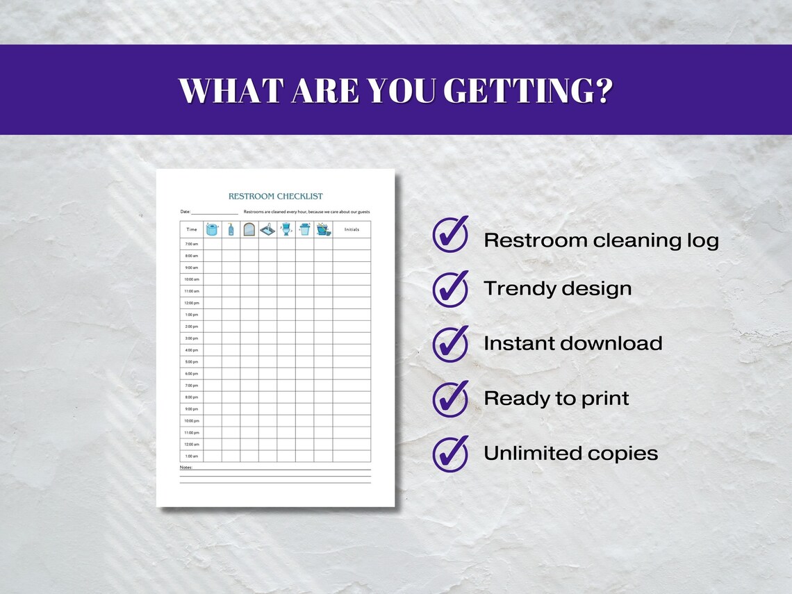 Cleaning Checklist Digital PDF, Cleaning Log Printable With Colorful ...