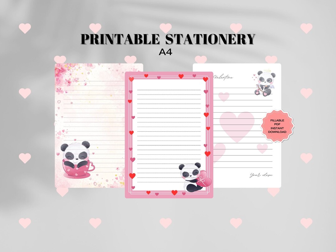 Valentine Day Stationery Paper Printable, Writing Paper, Romantic Notes ...