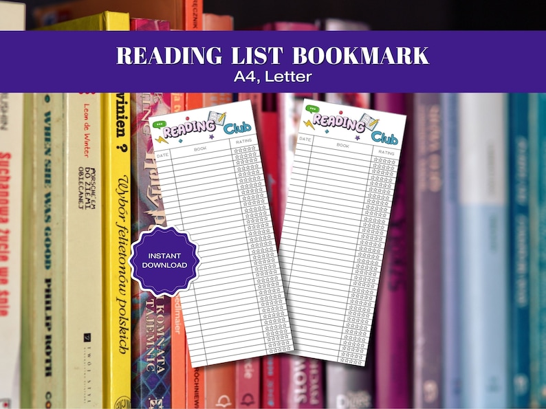 Reading Club Printable Bookmark, Reading Log Tracker, Reading Journal ...