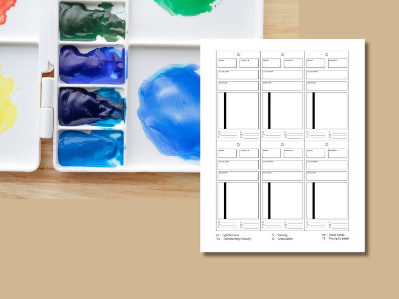 Watercolor Swatch Card Template Printable, Mix Color, Paint Swatch ...