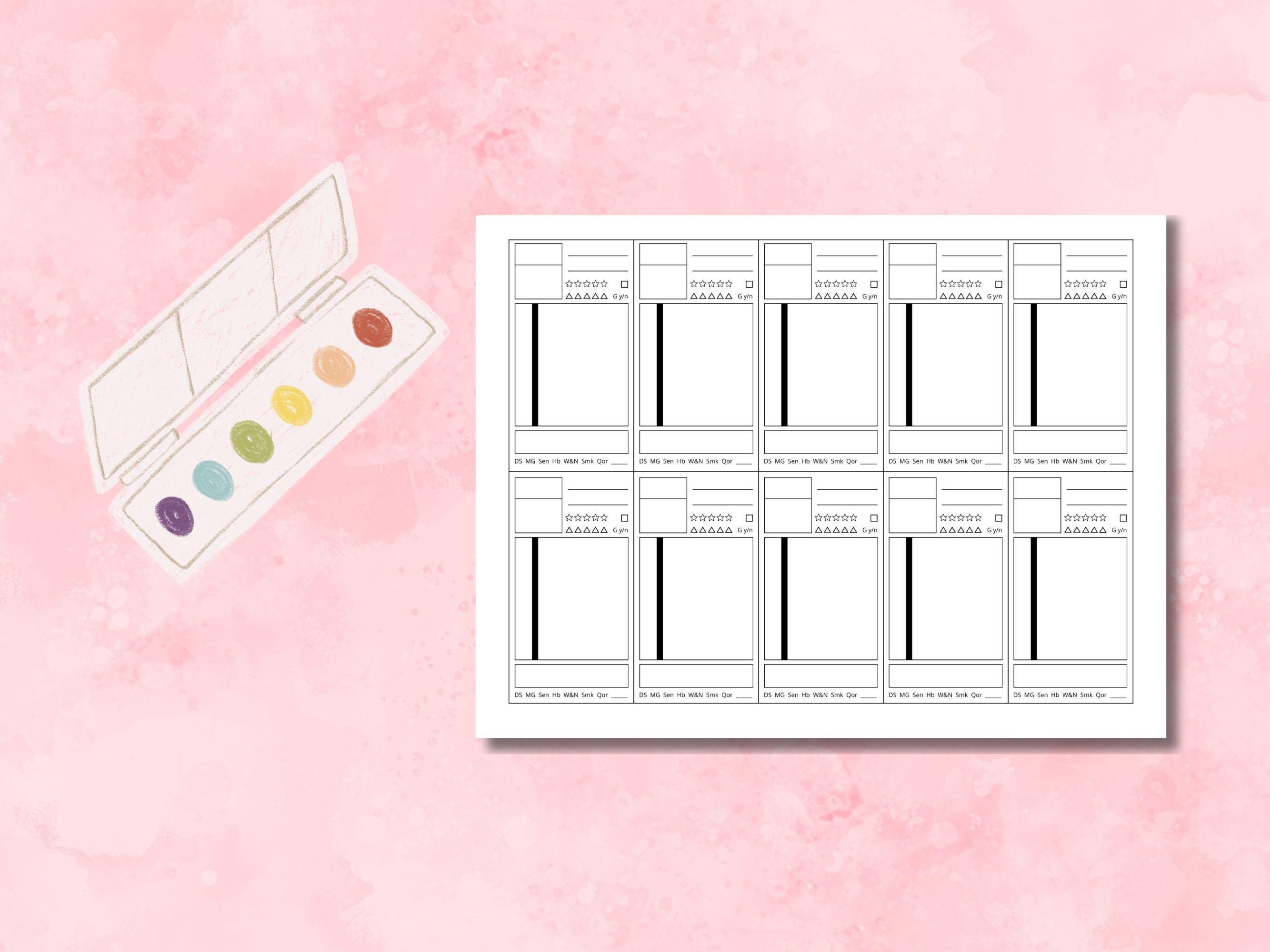 Watercolor Swatch Card Template Printable, Mix Color, Paint Swatch ...