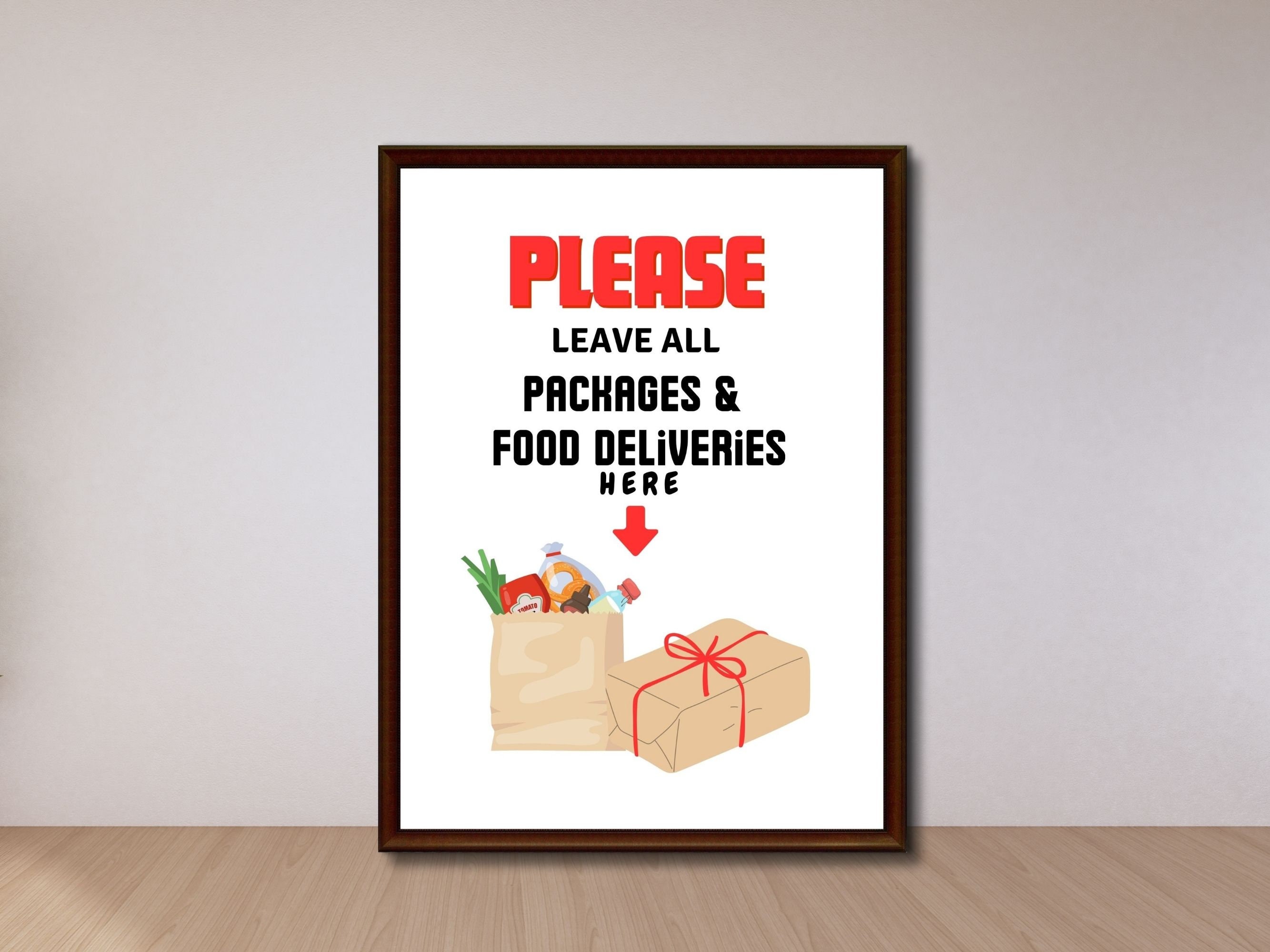 Leave Deliveries Sign Printable Sign, Food Deliveries Sign, Please ...