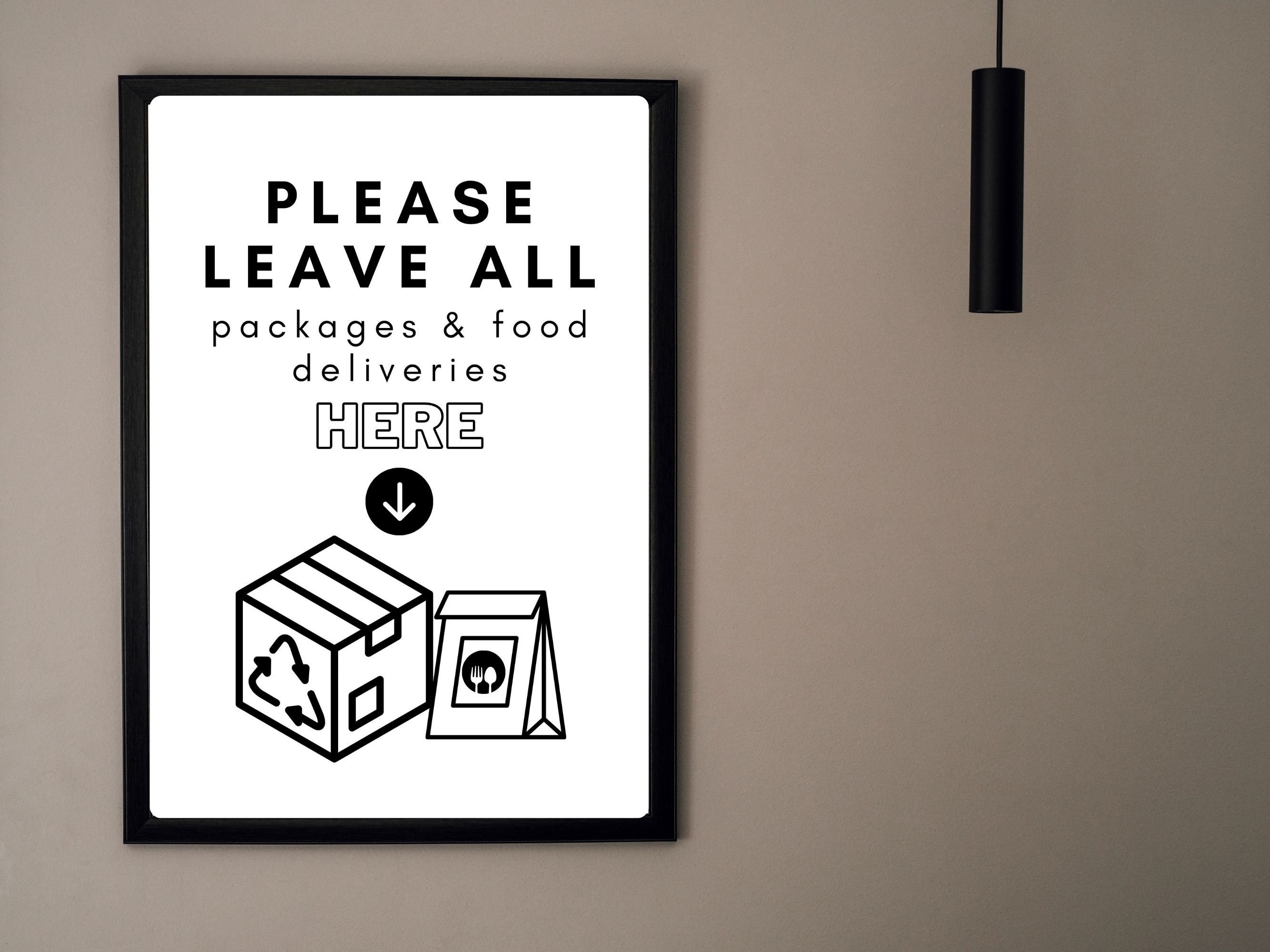 Food Deliveries Sign, Please Leave All Packages & Food Deliveries Here ...