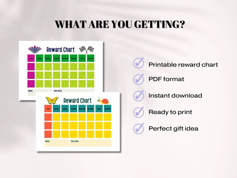 Printable Reward Chart for Boy and Girl 2 in 1, Kids Chore Chart, Kids ...