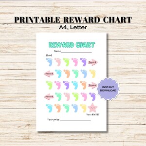 Footprints Reward Chart PDF, Printable Behavior Chart, Colorfull Chore ...