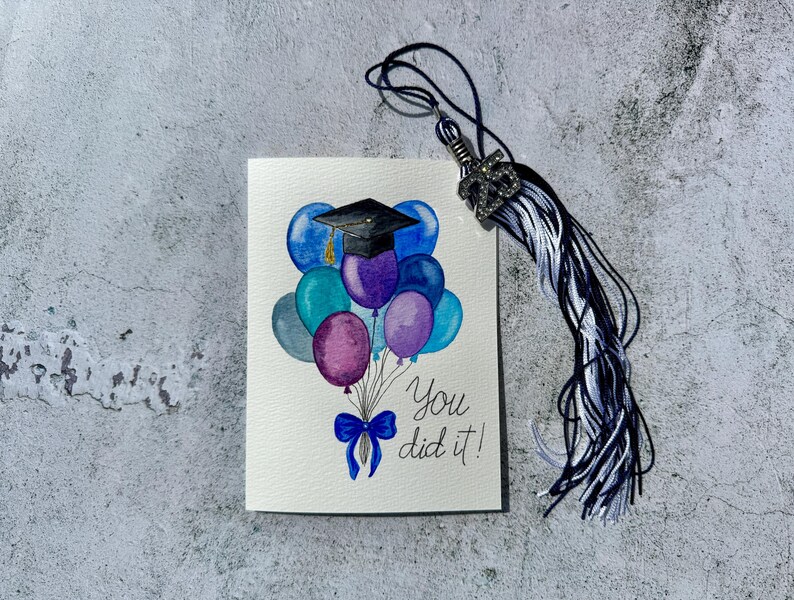 Graduation Card Original Hand-painted Watercolor, Watercolor Cap ...