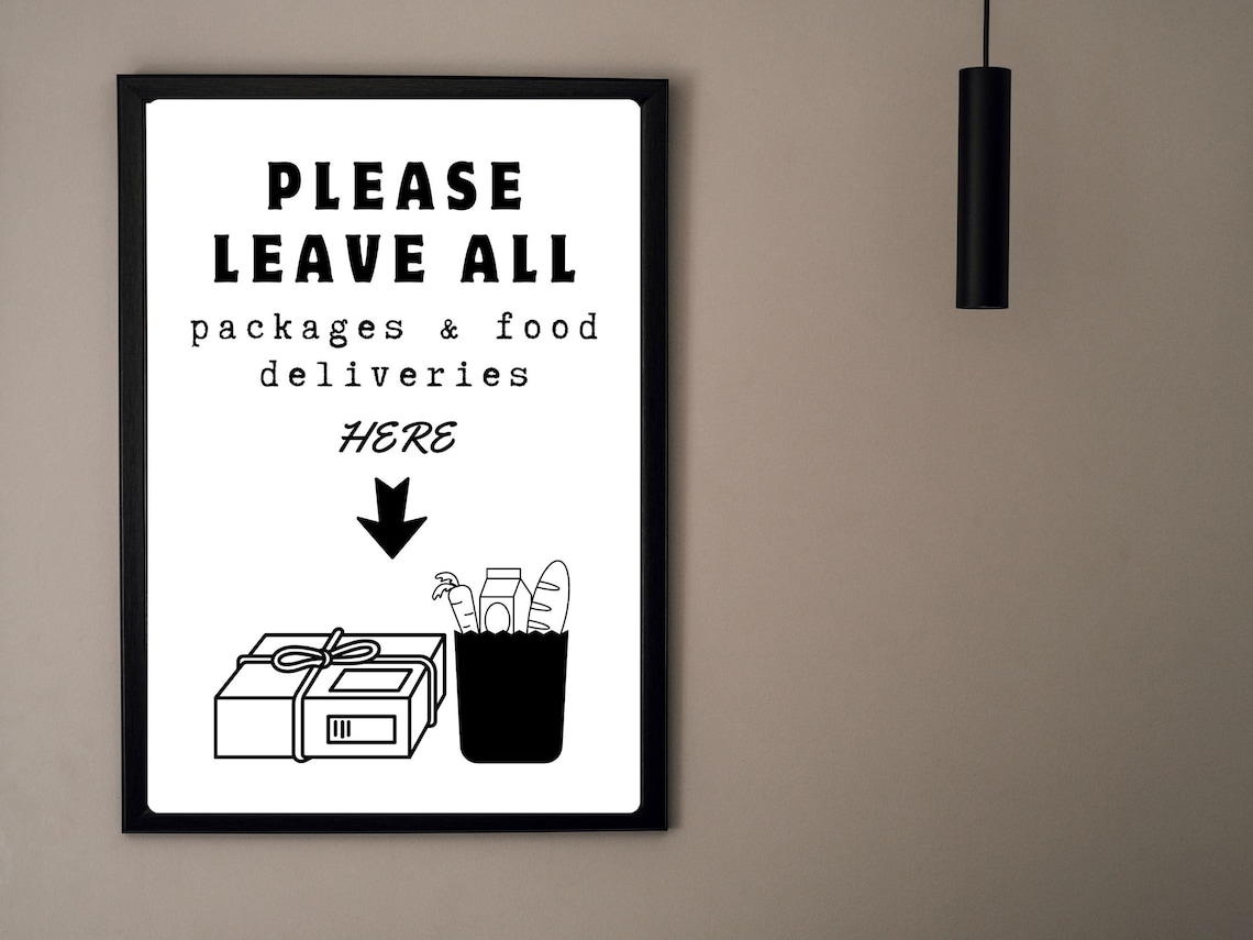 Packages Sign, Food Deliveries Sign, Please Leave All Packages & Food ...