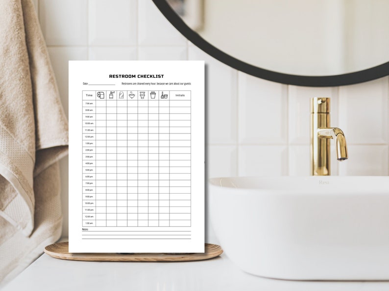 Bathroom Cleaning Chart Printable, Restroom Cleaning Log for Businesses ...