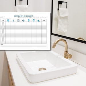 Restroom Checklist With Colorful Icons, Cleaning Log Digital, Printable ...