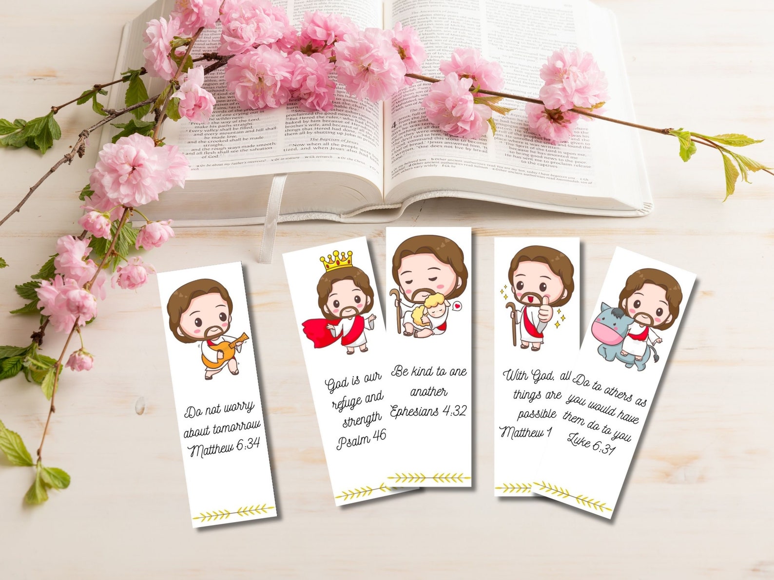 Bookmarks With Bible Verses for Kids, Unique Jesus Bookmarks, Sunday ...