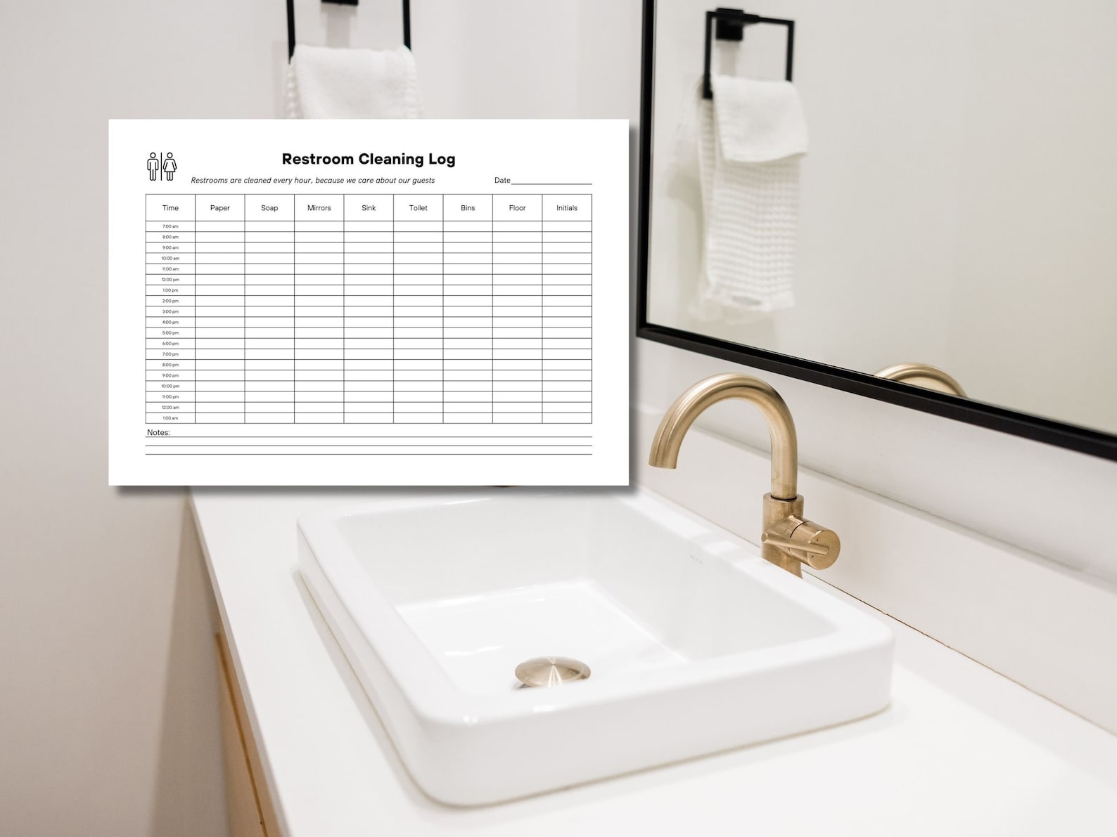 Cleaning Log Printable PDF, Restroom Cleaning Check List, Digital ...