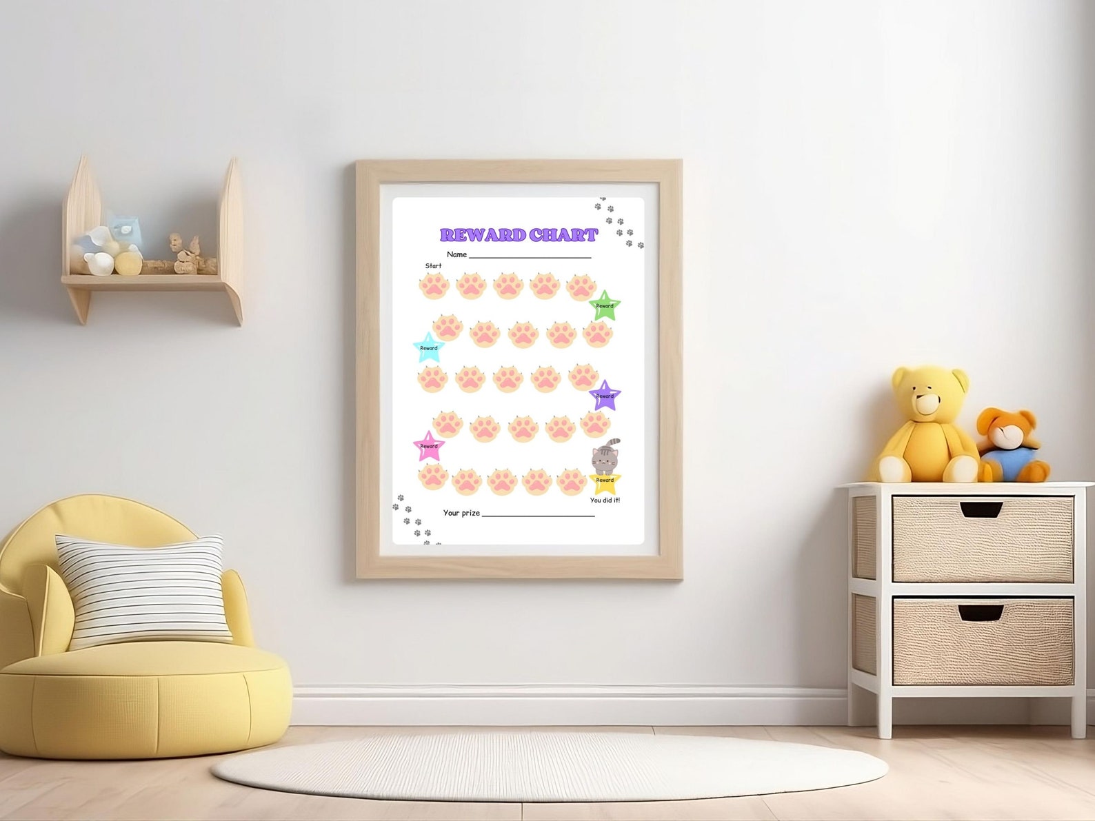 Printable Cat Tracks Reward Chart PDF, Cat Behavior Chart, Daily Chore ...