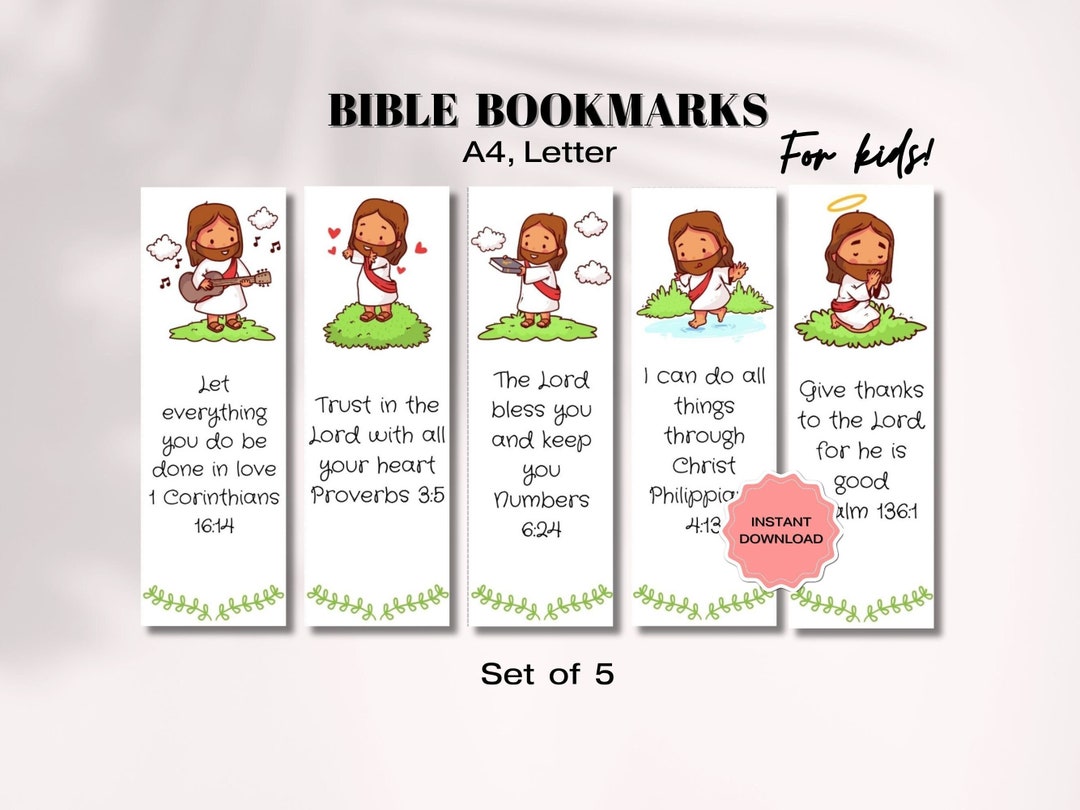 Bible Verses Bookmarks for Kids, Unique Jesus Bookmarks Set, Sunday ...