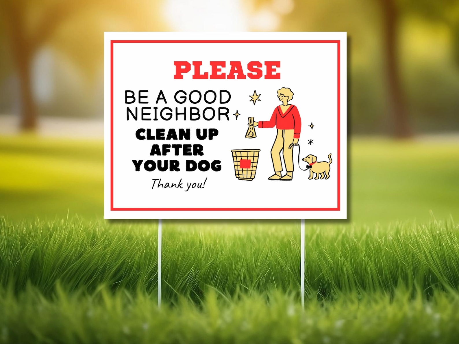 Please Be A Good Neighbor Clean up After Your Dog Sign, Printable Pick ...