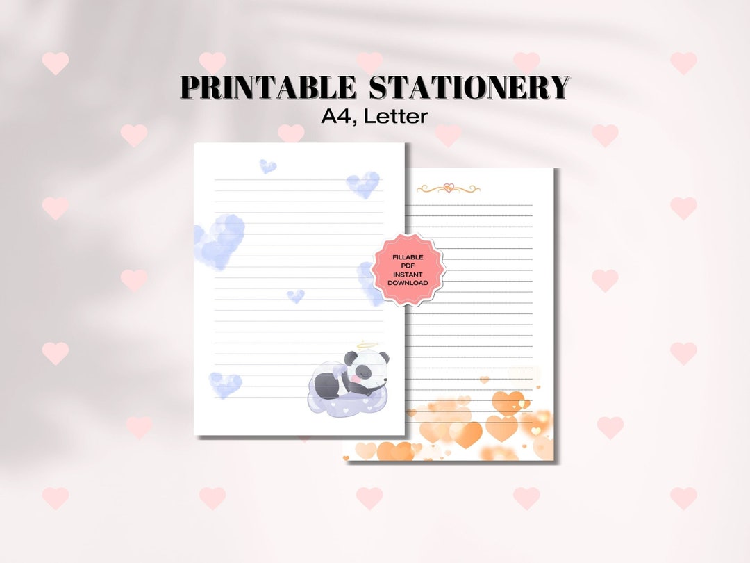 Valentine Day Stationery Printable, Love Stationery Printable, Heart ...
