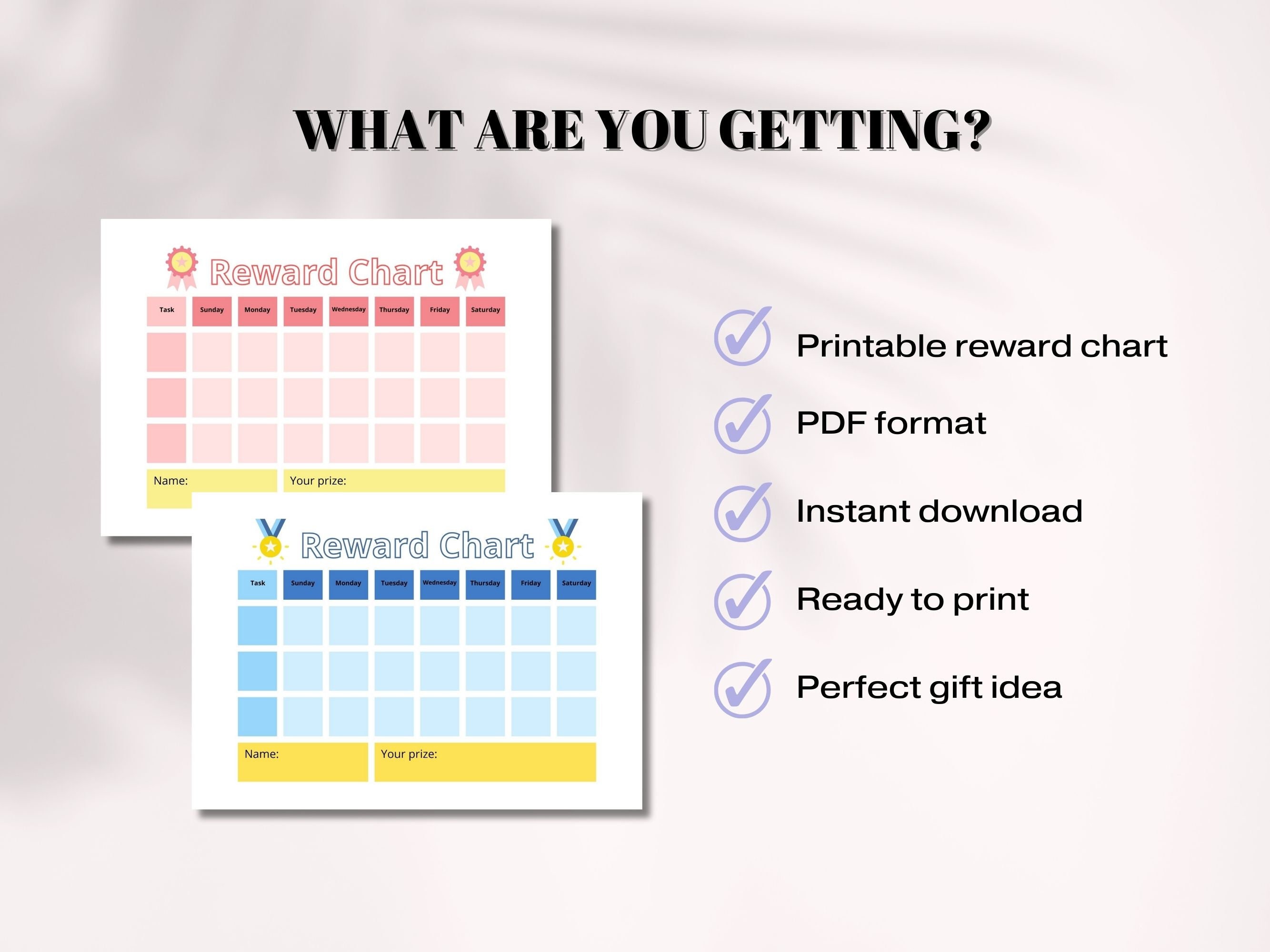 Sticker Chart, Printable Reward Chart for Boy and Girl, Kids Chore ...