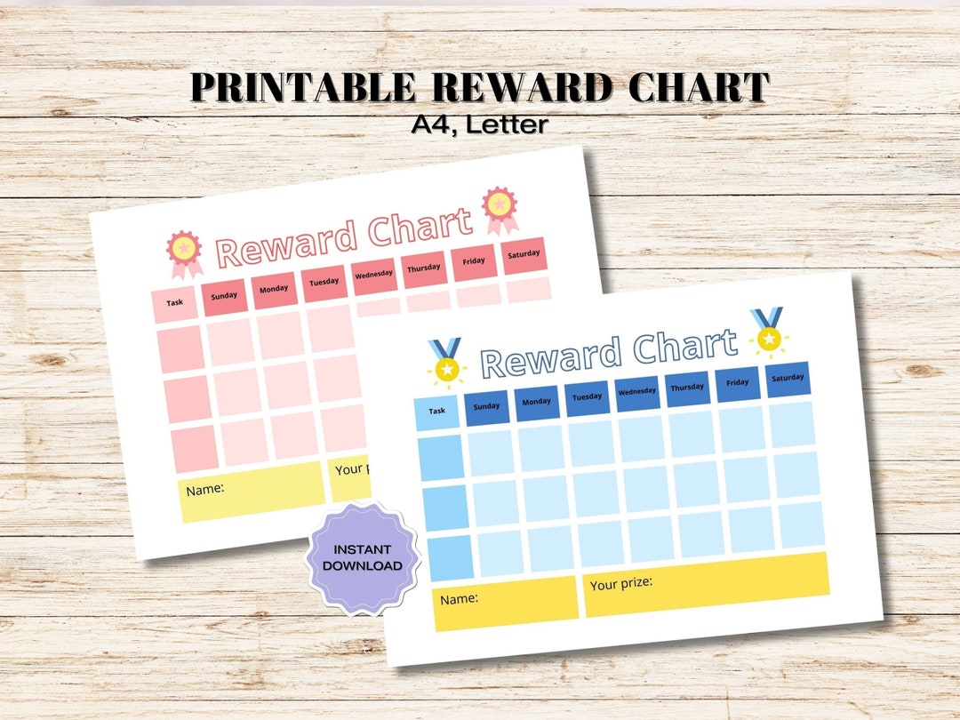 Sticker Chart, Printable Reward Chart for Boy and Girl, Kids Chore ...