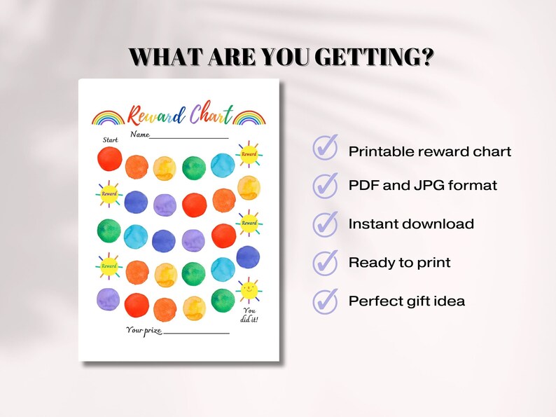 Printable Rainbow Reward Chart, Rainbow Sticker Chart, Instant Download ...