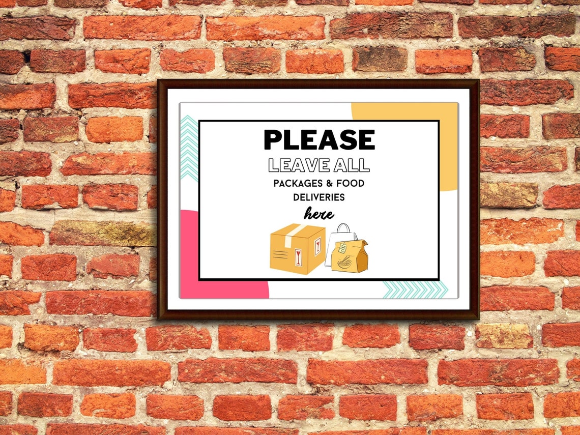 Printable Package Area Sign, Please Leave Packages and Food Deliveries ...