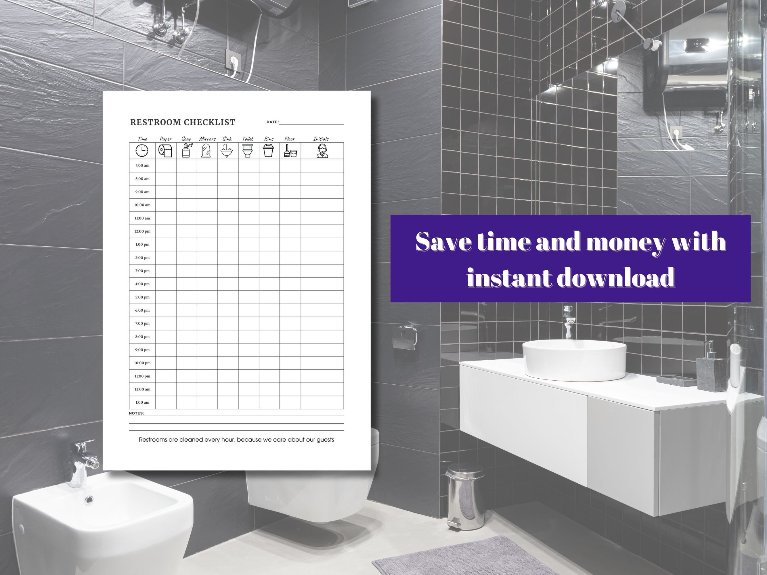 Printable Restroom Cleaning Log for Businesses, Bathroom Cleaning Log ...