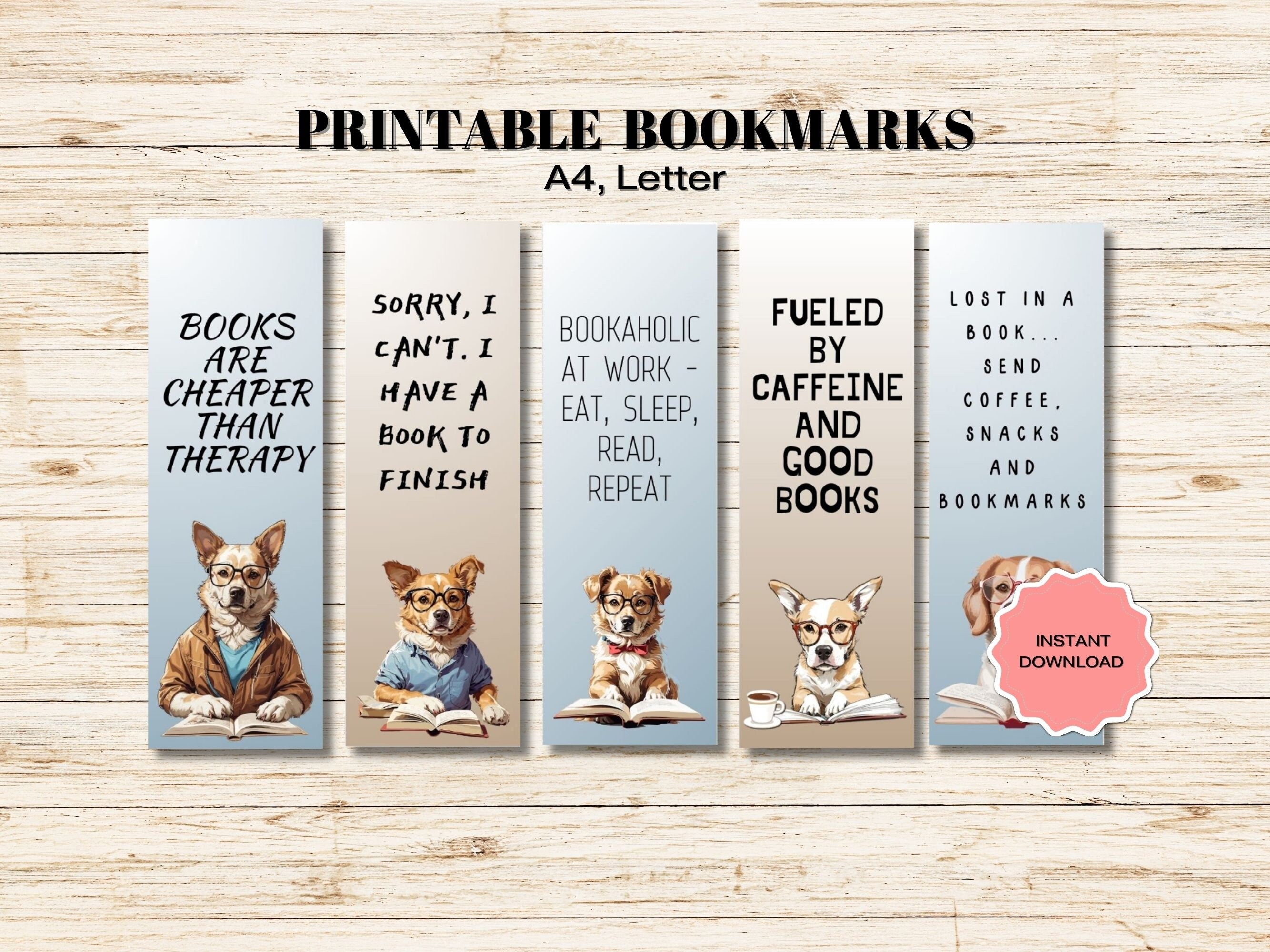 Dog Lovers Bookmarks Printable PDF, Readers Bookmarks With Dogs ...