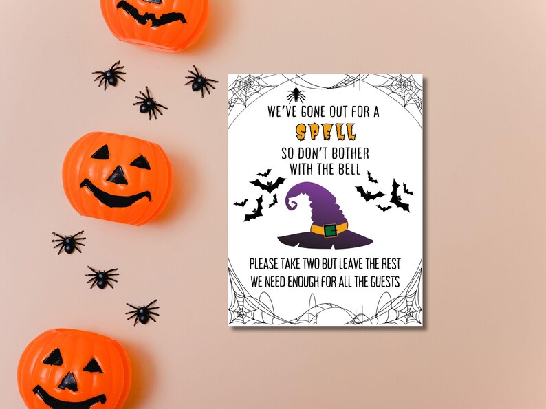 Halloween Treat Sign, Halloween Favor Sign, Trick or Treat Favor Sign ...