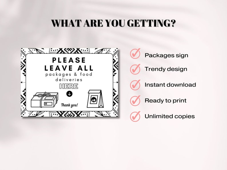 Please Leave Packages and Food Deliveries Here Printable Sign, Package ...