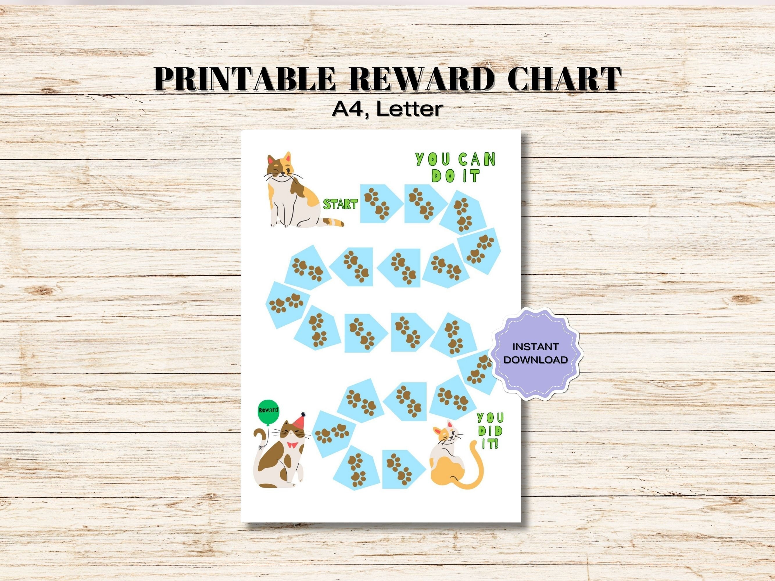 Printable Cats Reward Chart PDF, Cats Behavior Chart, Daily Chore Chart ...