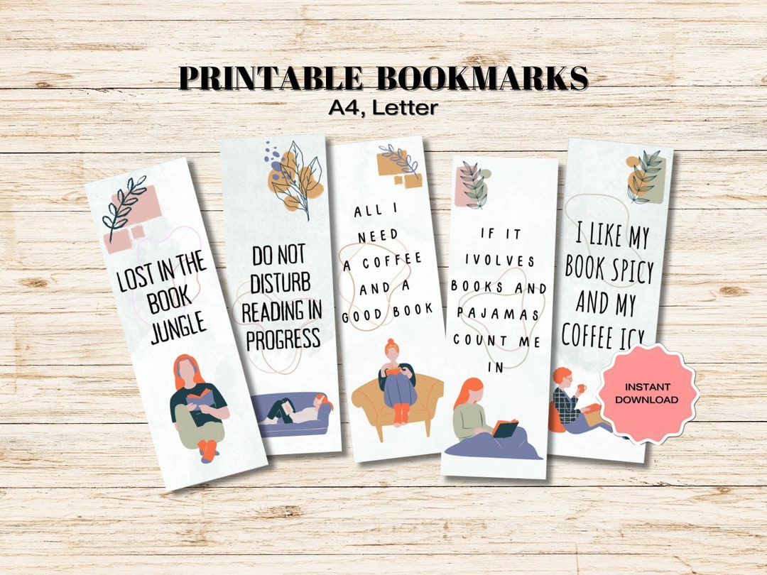 Booklovers Boho Bookmark Printable PDF, Book Lovers Gift, Digital ...