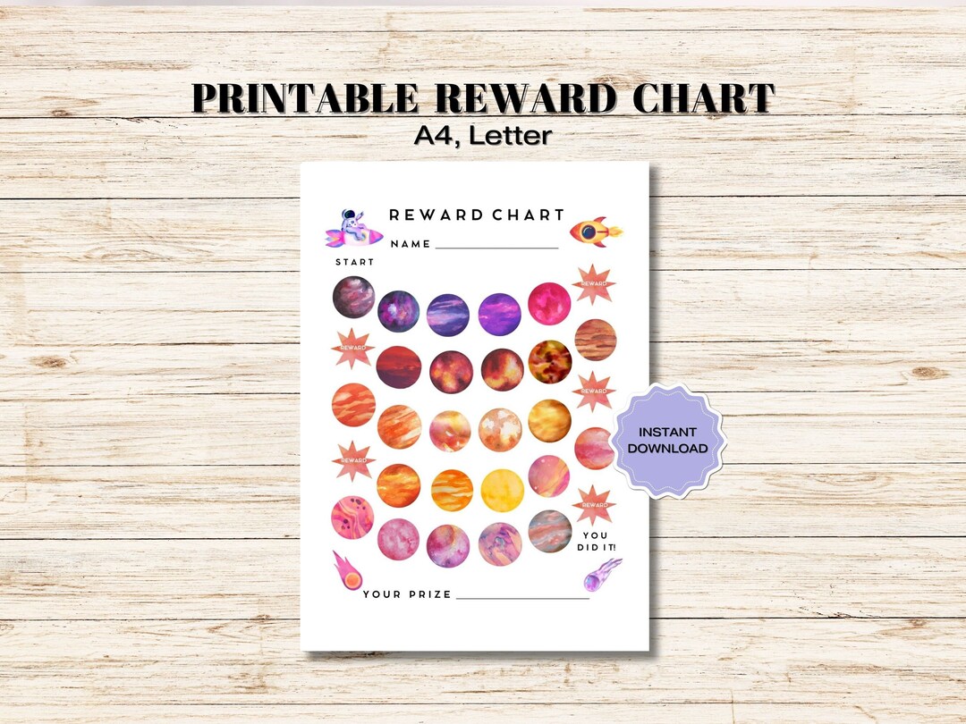 Printable Outer Space Reward Chart, Astronaut Behavior Chart, Daily ...
