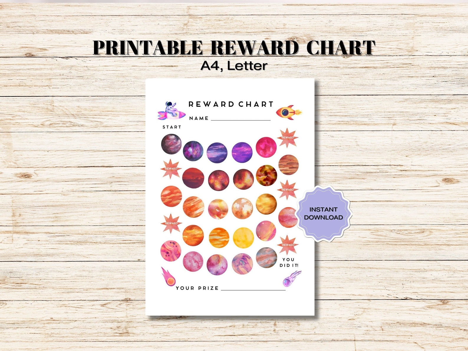 Printable Outer Space Reward Chart, Astronaut Behavior Chart, Daily ...