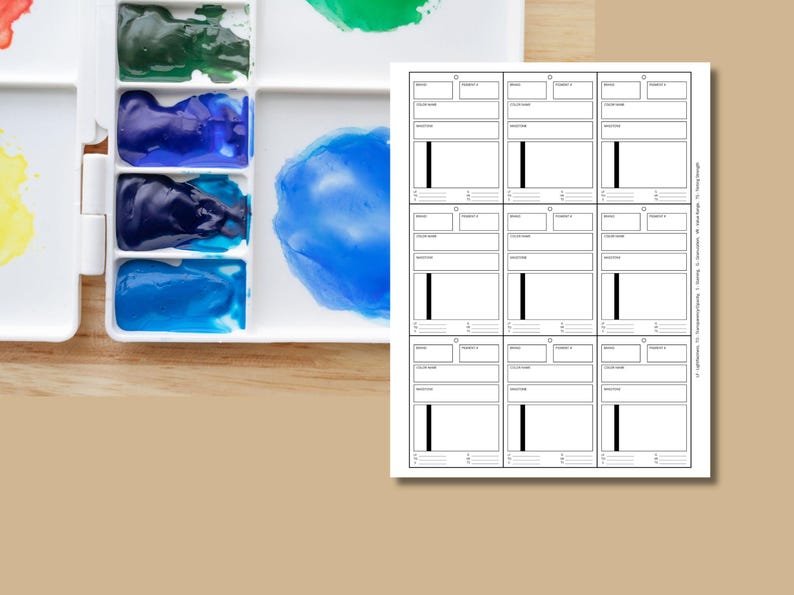 ATC Size Watercolor Swatch Cards Template Printable, Mix Color, ATC ...