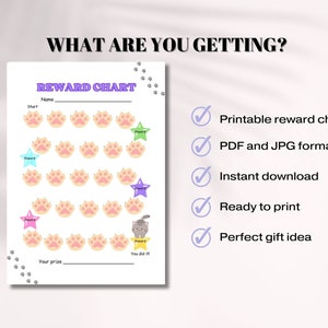 Printable Cat Tracks Reward Chart PDF, Cat Behavior Chart, Daily Chore ...