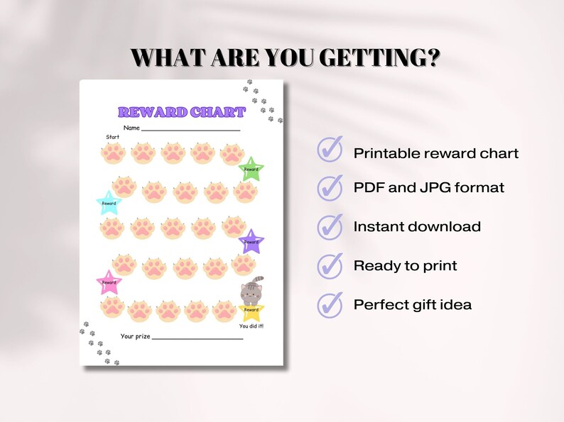 Printable Cat Tracks Reward Chart PDF, Cat Behavior Chart, Daily Chore ...