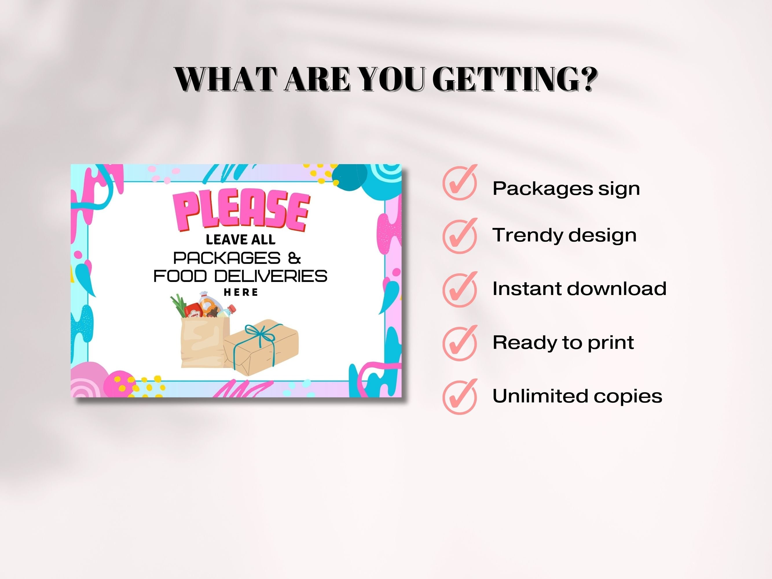 Colorful Courier Sign, Please Leave Packages and Food Deliveries Here ...