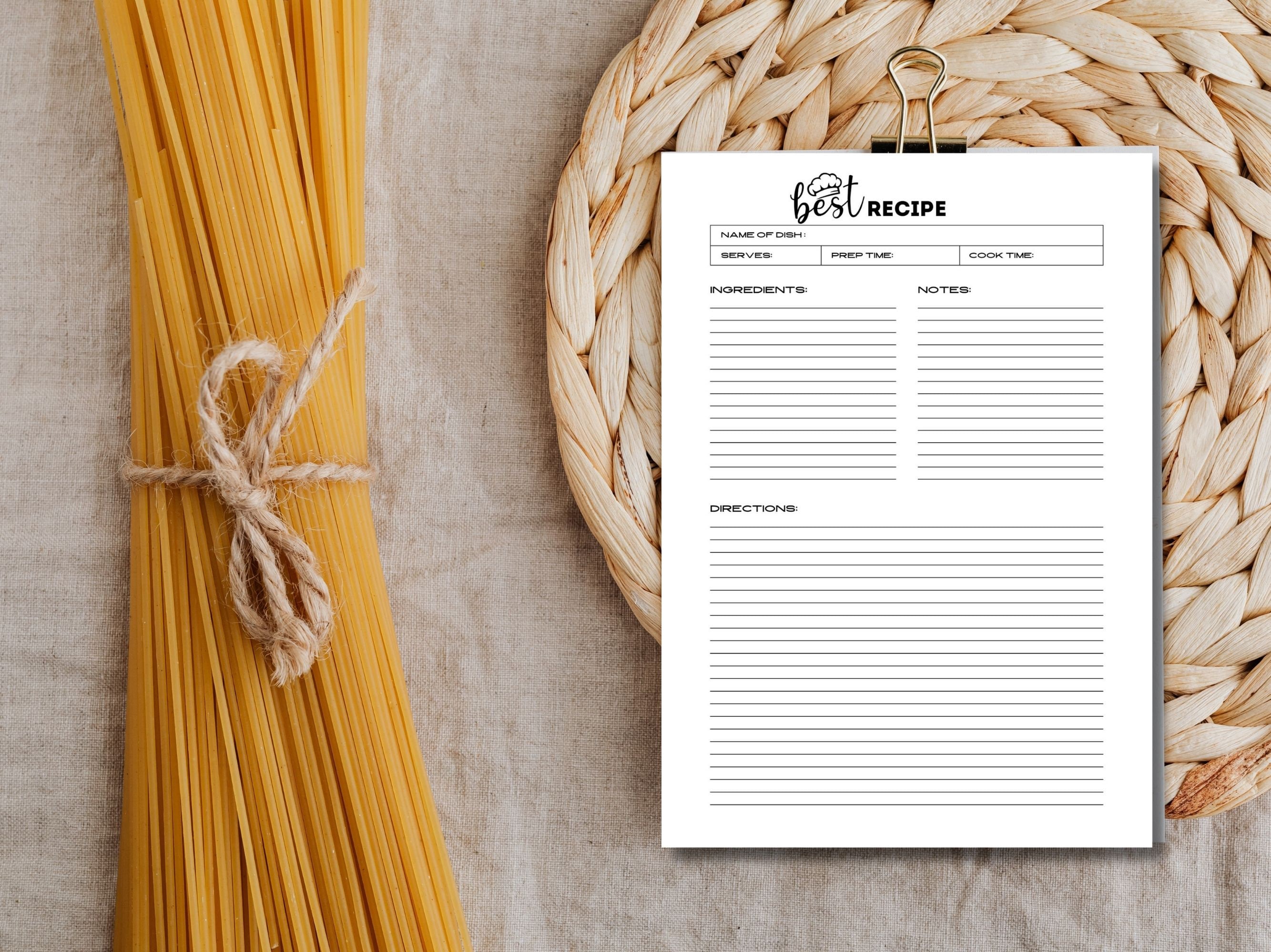 Blank Recipe Sheet, Printable Recipe Card, Recipe Template, Recipe Page ...