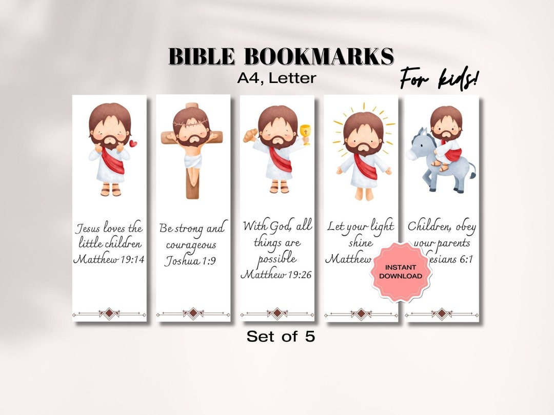 Bookmarks With Bible Verses for Kids, Printable Jesus Bookmarks Set ...