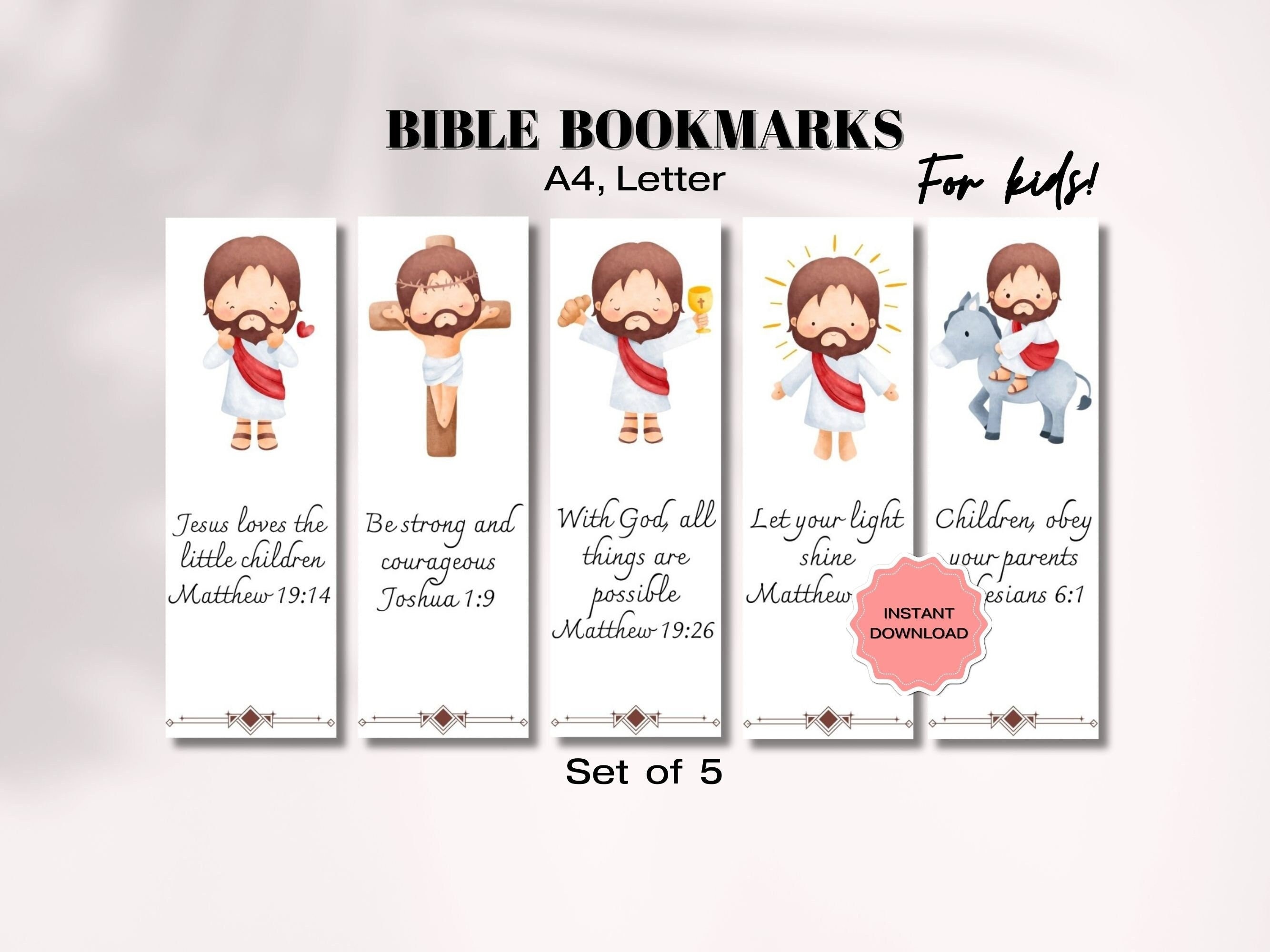 Bookmarks With Bible Verses for Kids, Printable Jesus Bookmarks Set ...