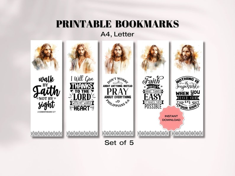 Printable Christian Bookmarks, Watercolor Jesus Christ Portrait ...